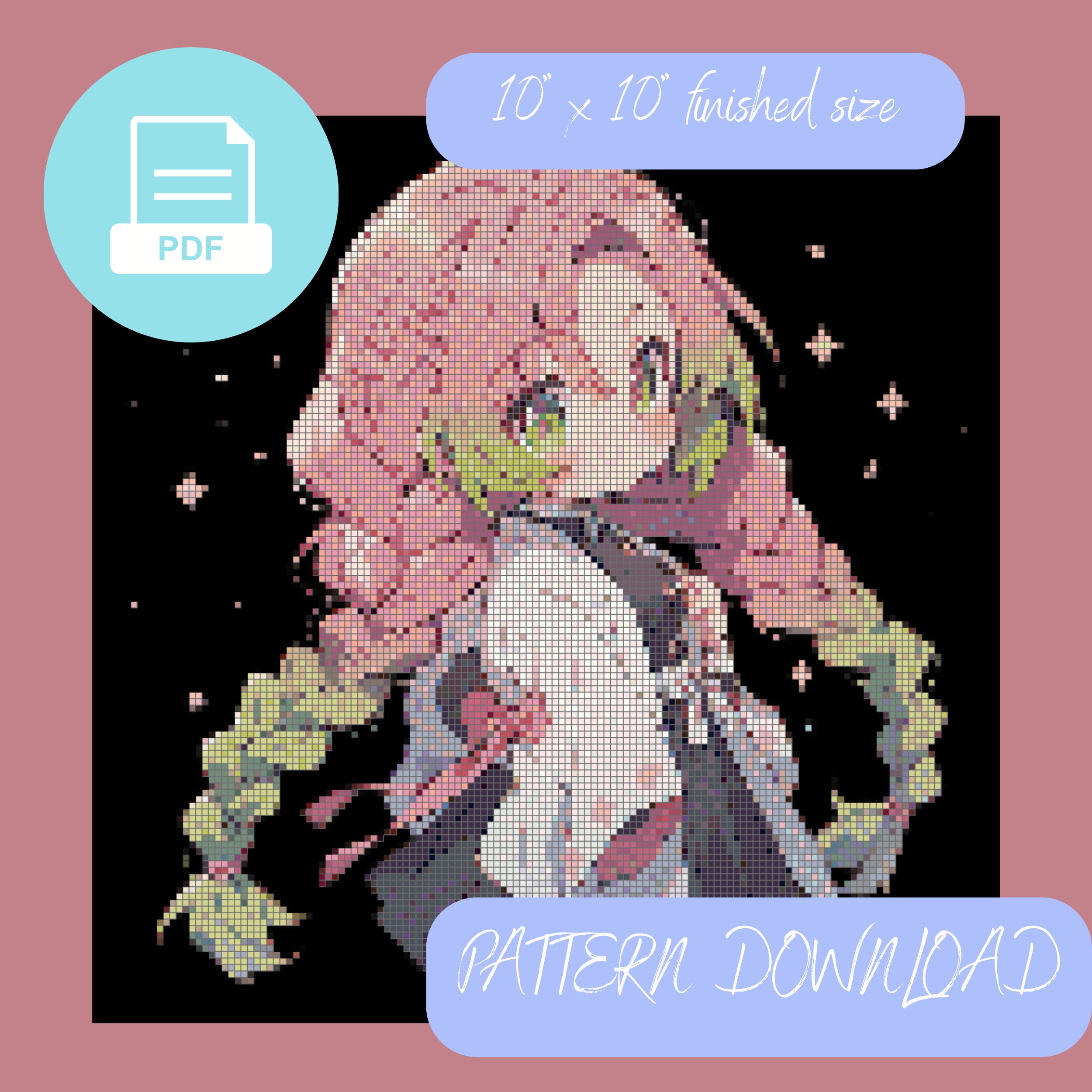Demon Fighter Cross Stitch Pattern - Chibi Anime Cross Stitch | Anime ...