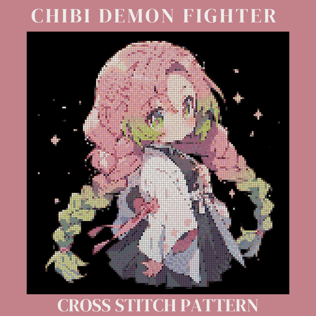 Demon Fighter Cross Stitch Pattern - Chibi Anime Cross Stitch | Anime ...