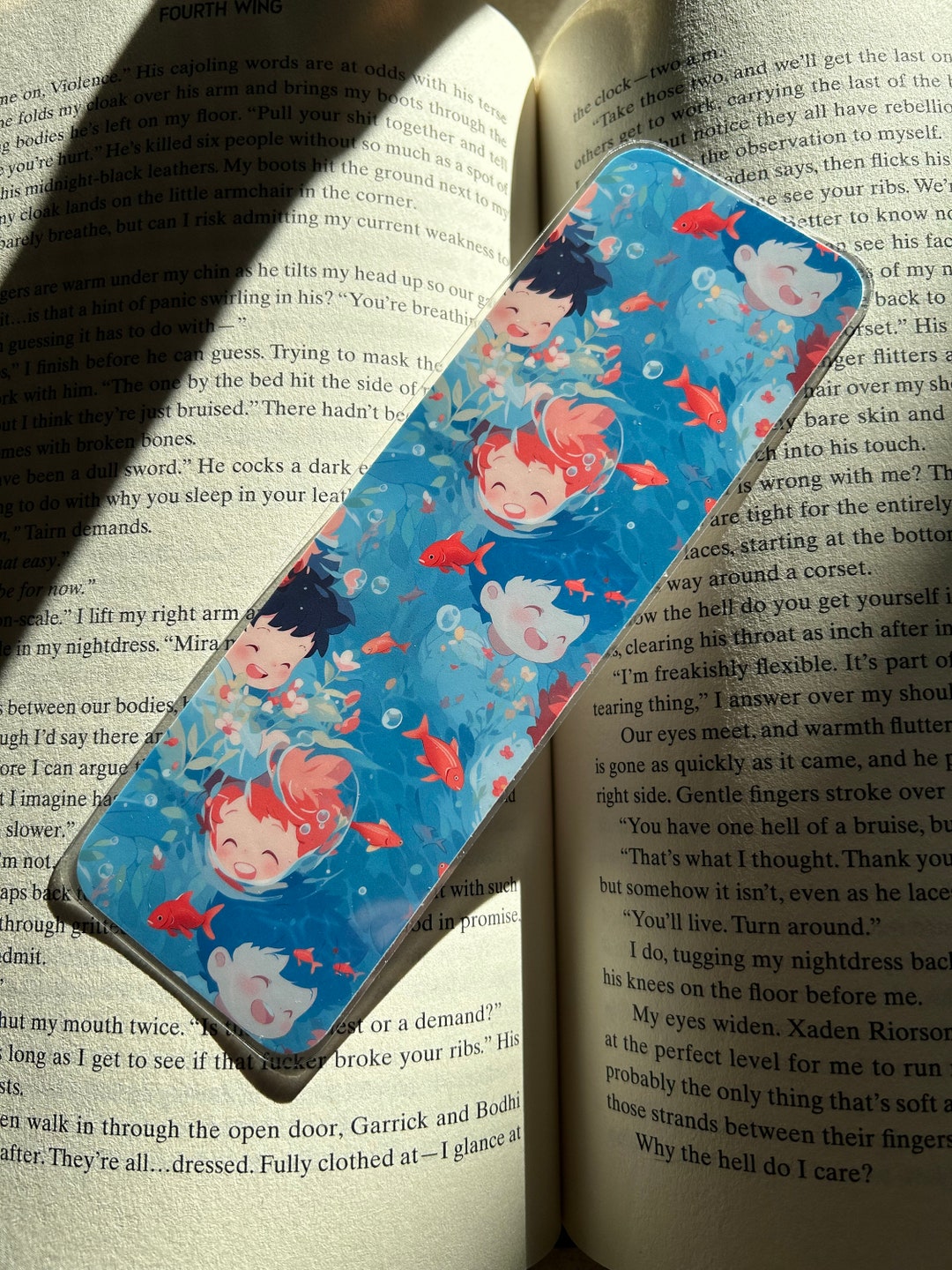 Whimsical Fish Swimming - Cute Laminated Bookmark | Ghibli Inspired ...