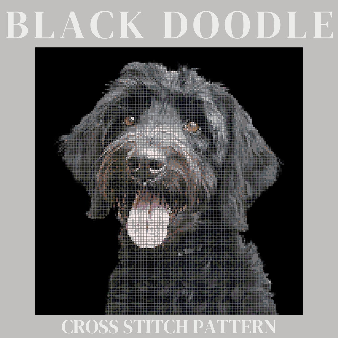 Black Doodle Cross Stitch Digital Pattern PDF Download - Labradoodle ...