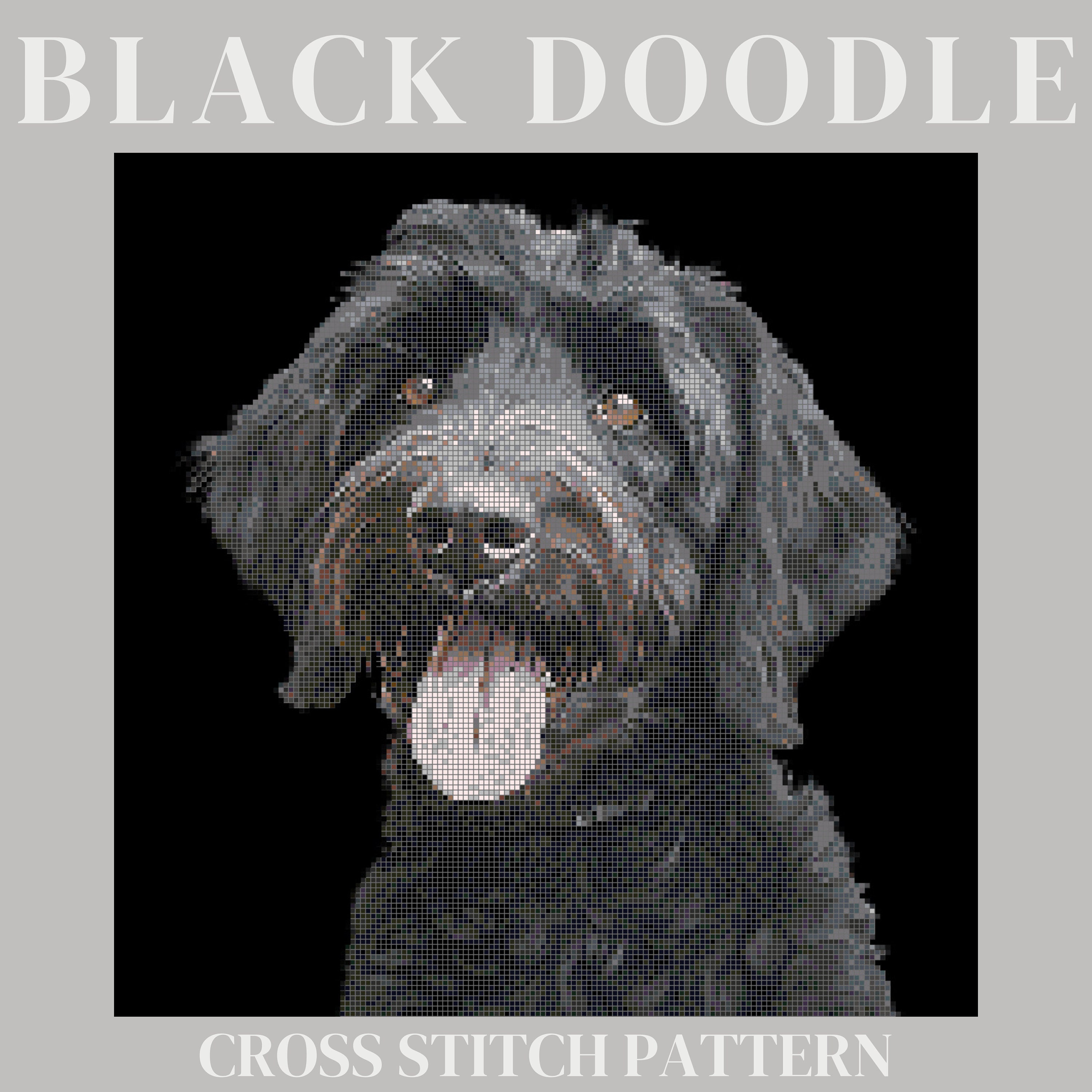 Black Doodle Cross Stitch Digital Pattern PDF Download Labradoodle ...