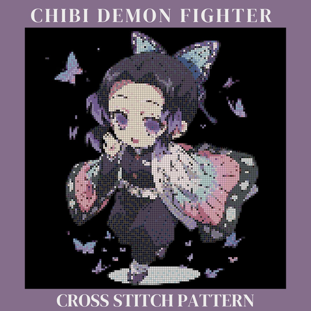 Demon Fighter Cross Stitch Pattern - Chibi Anime Cross Stitch | Anime ...