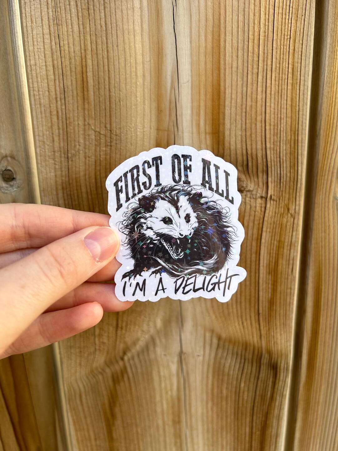 I’m a Delight Possum Sparkle Sticker - First of All, I’m a Delight ...