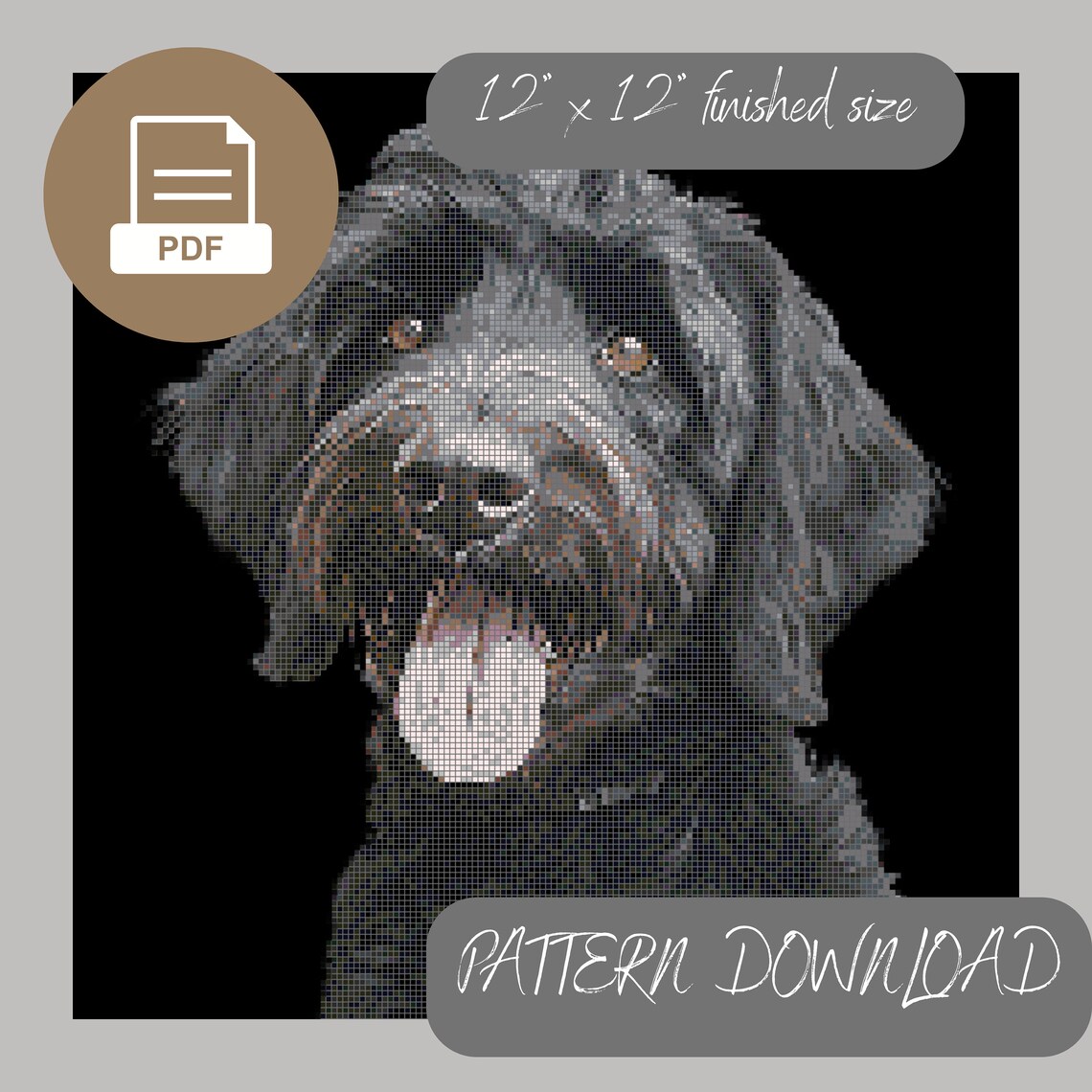 Black Doodle Cross Stitch Digital Pattern PDF Download Labradoodle ...
