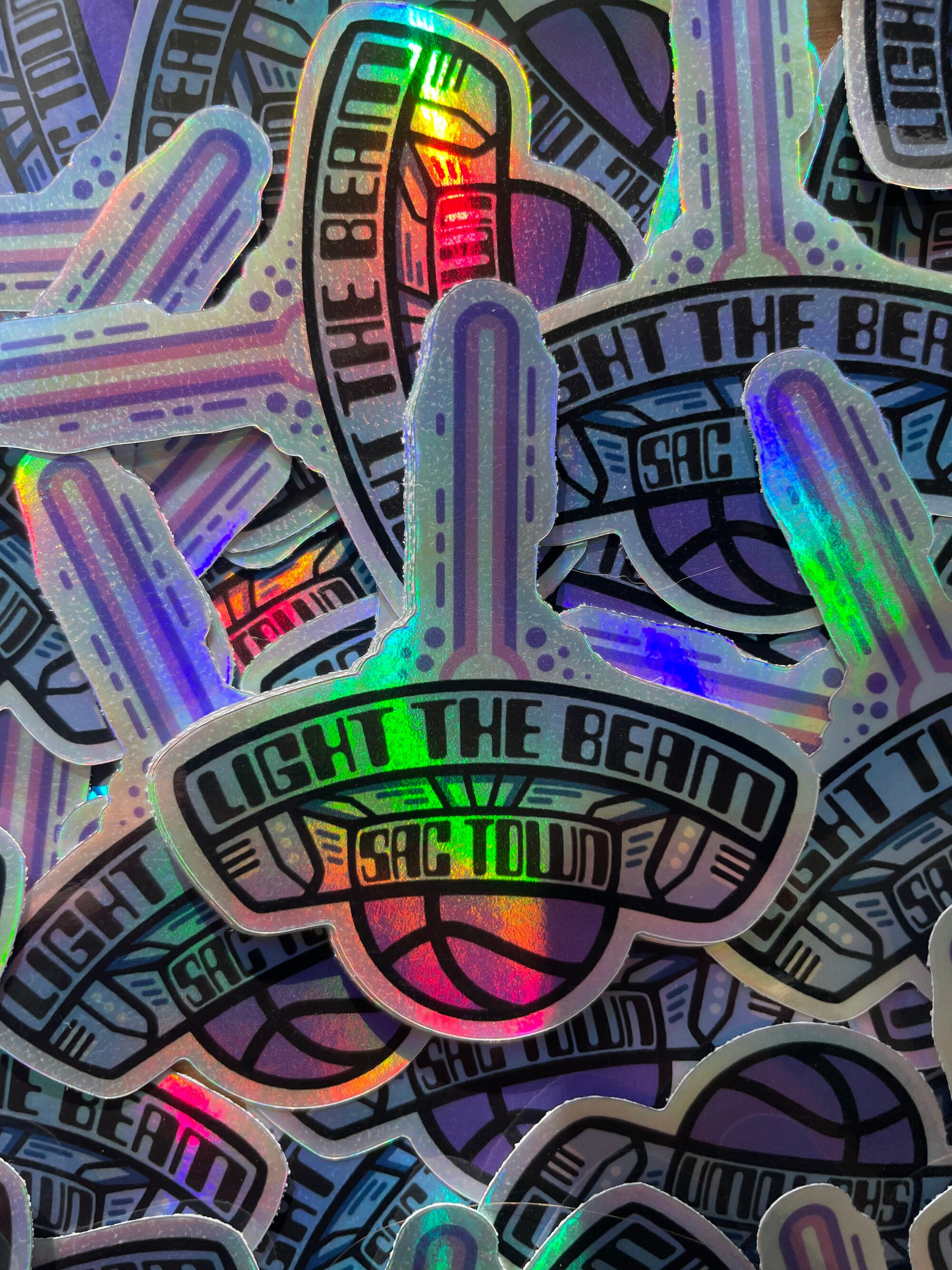 Light the Beam Holographic Die-cut Stickers Sacramento Basketball - Etsy