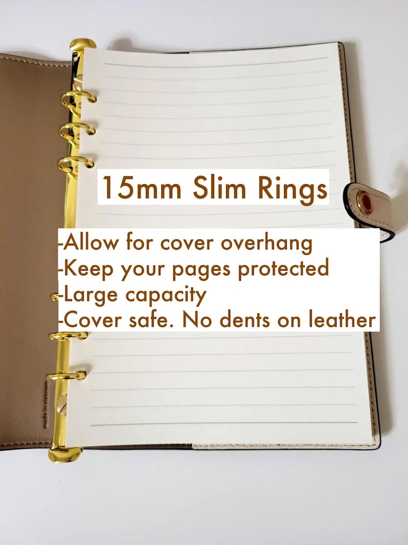 A5 Ring Binder for Coach Notebook Insert, Agenda Slim Rings Converter ...