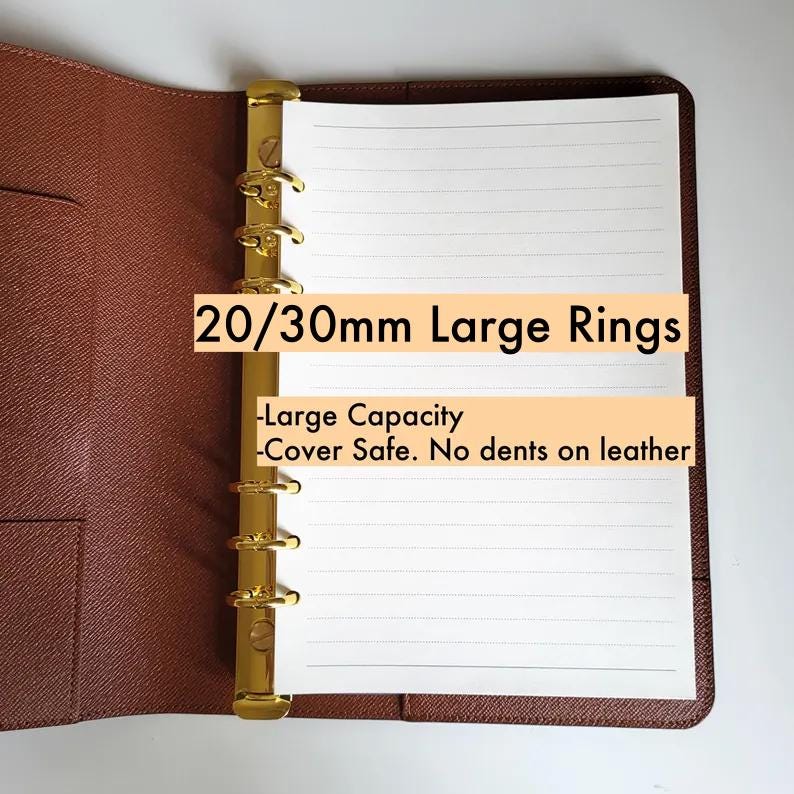 20/30mm A5 Ring Binder for LV Desk Agenda Louis Vuitton Insert, Gold ...