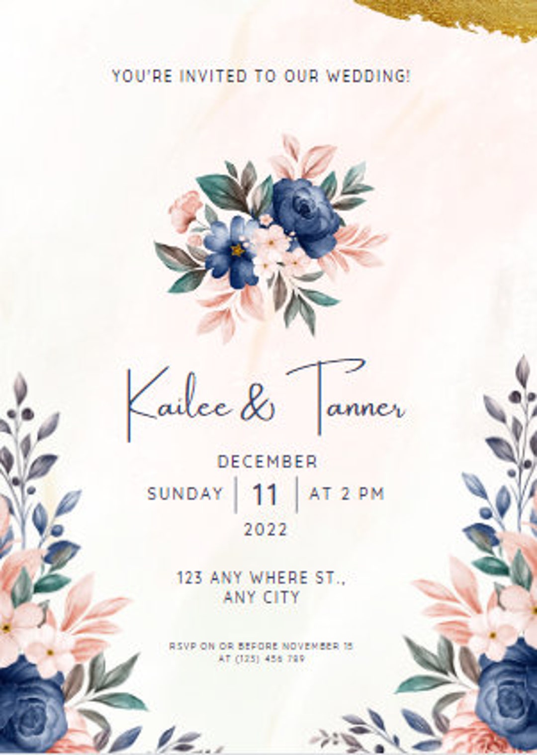 Floral Frame Wedding Invitation - Etsy