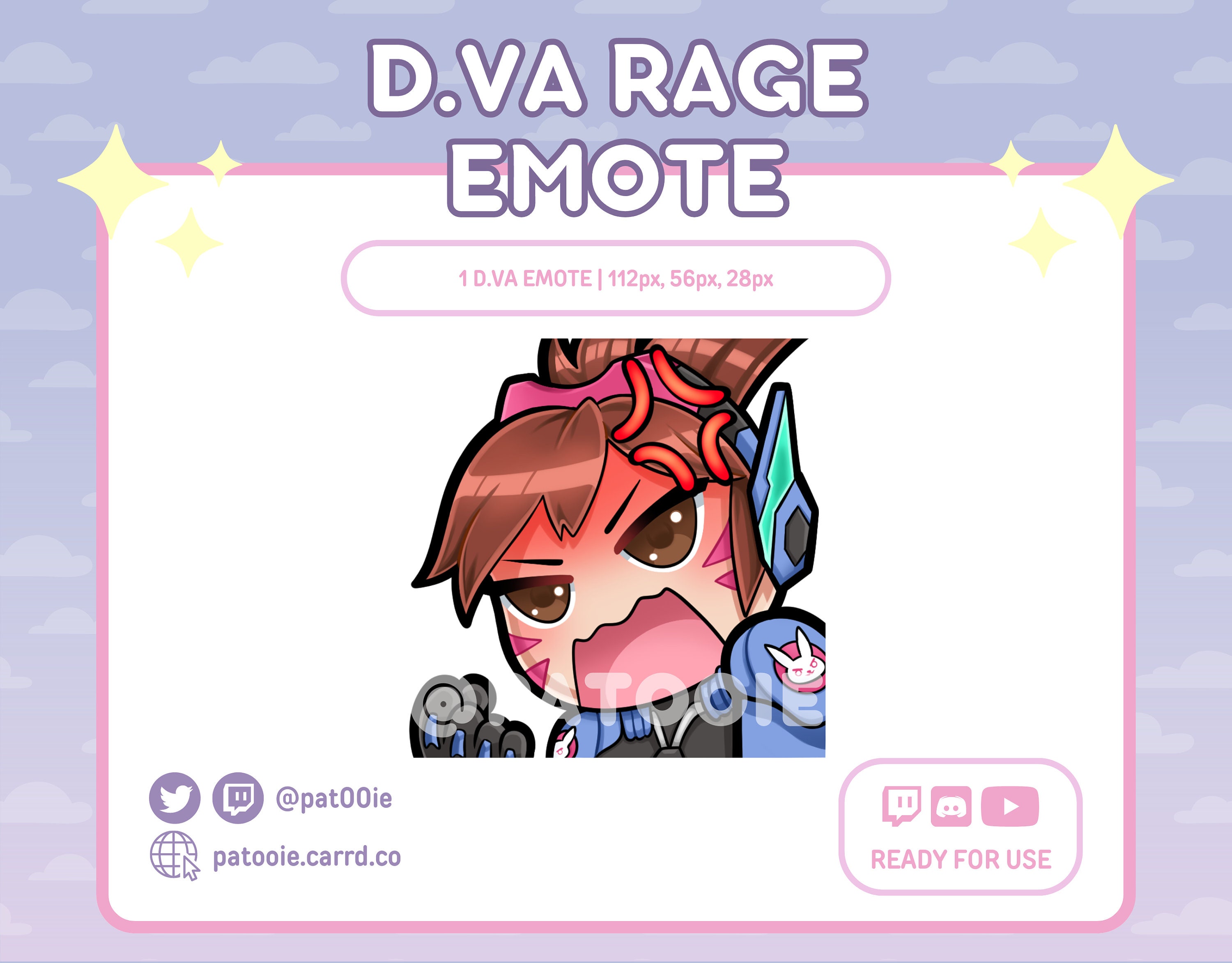 Overwatch D.va Rage Emote (1) for Twitch, Discord, and Youtube | Pre ...
