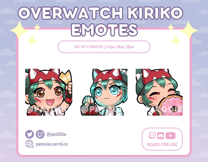 Overwatch Kiriko Emote Set (3) for Twitch, Discord, and Youtube | Pre ...
