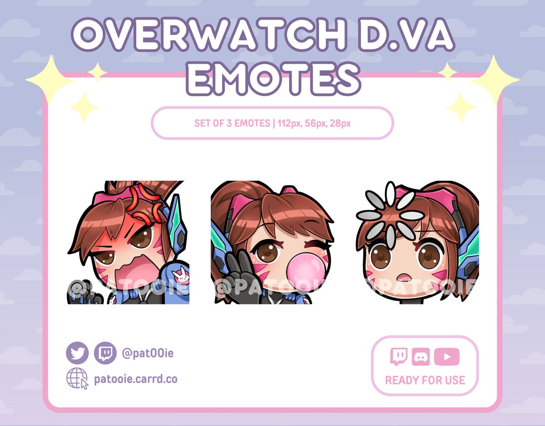 Overwatch D.va Emote Set (3) for Twitch, Discord, and Youtube | Pre ...