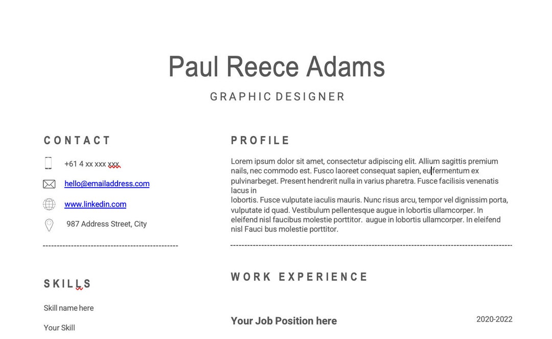The Paul - Resume Template - Etsy