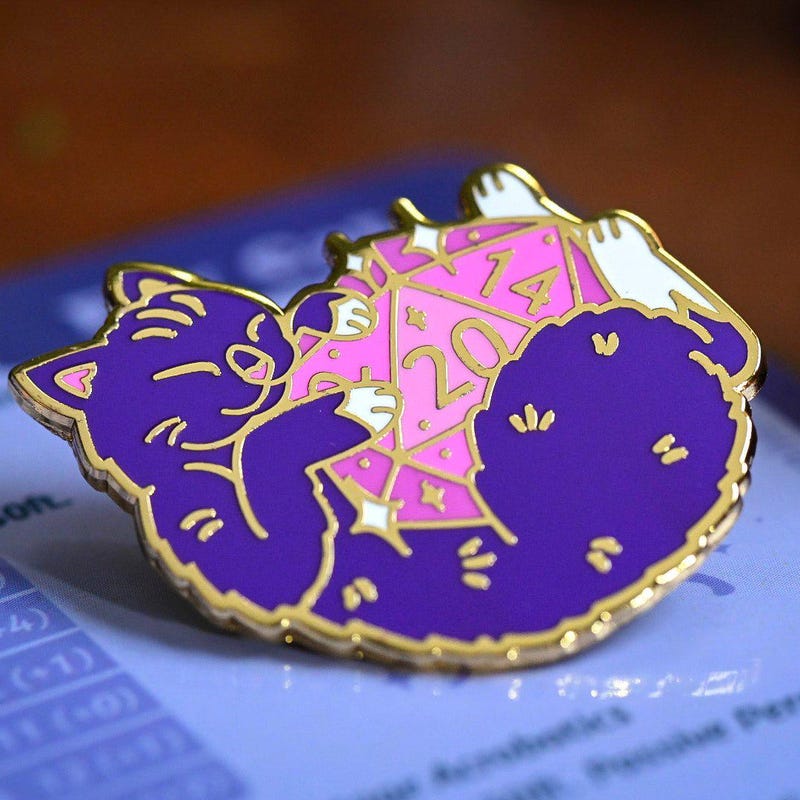 Dnd Cat Enamel Pins - Etsy
