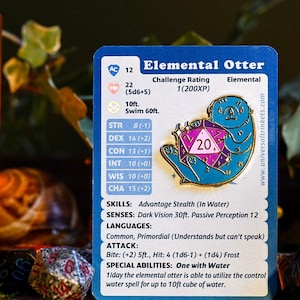 DND Otter Enamel Pin - With Stat Block - Etsy