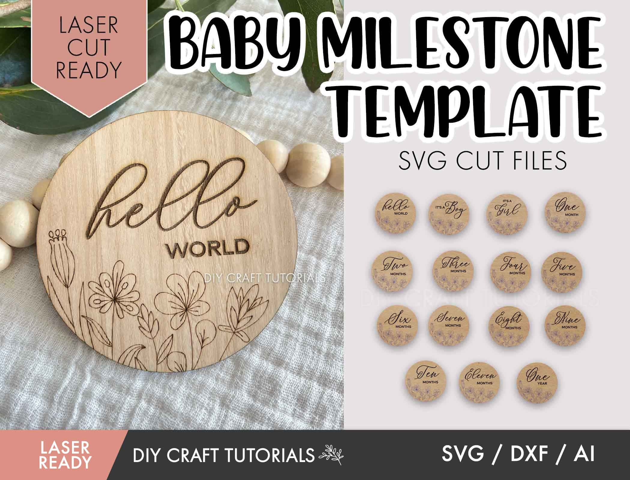 Wooden Milestone Disc Svg, Floral Baby Milestone SVG, Milestone Discs ...