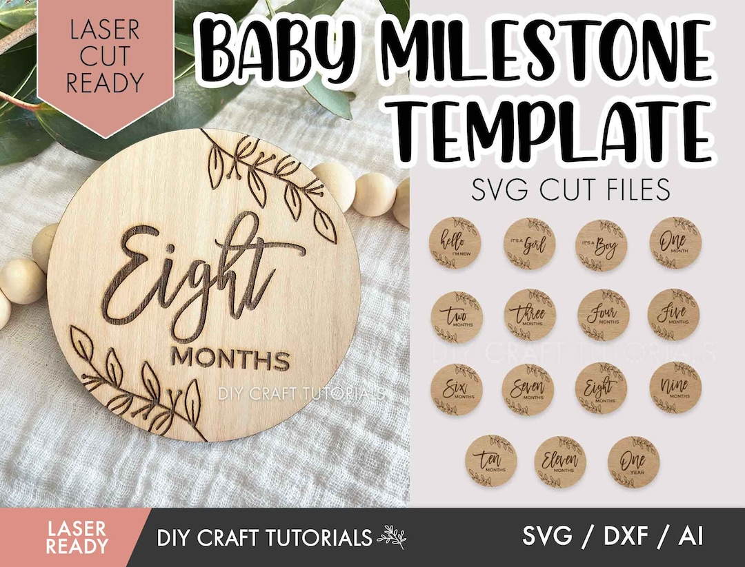 Floral Baby Milestone SVG, Wooden Milestone Disc Svg, Milestone Discs ...