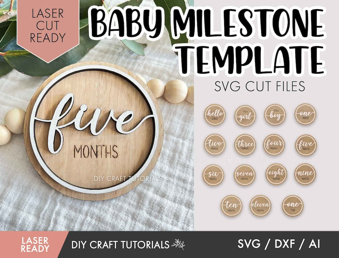 Layered Wooden Milestone Disc Svg, Baby Milestone SVG, Milestone Discs ...