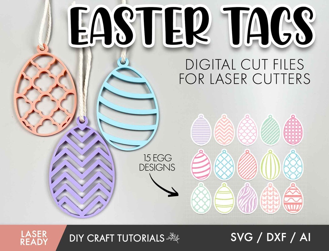 Laser Cut Easter Svg, Easter Basket Tags, Easter Egg Svg, Easter Bucket ...