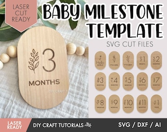 Baby Milestone SVG Wooden Baby Milestone Discs SVG Monthly Milestone ...