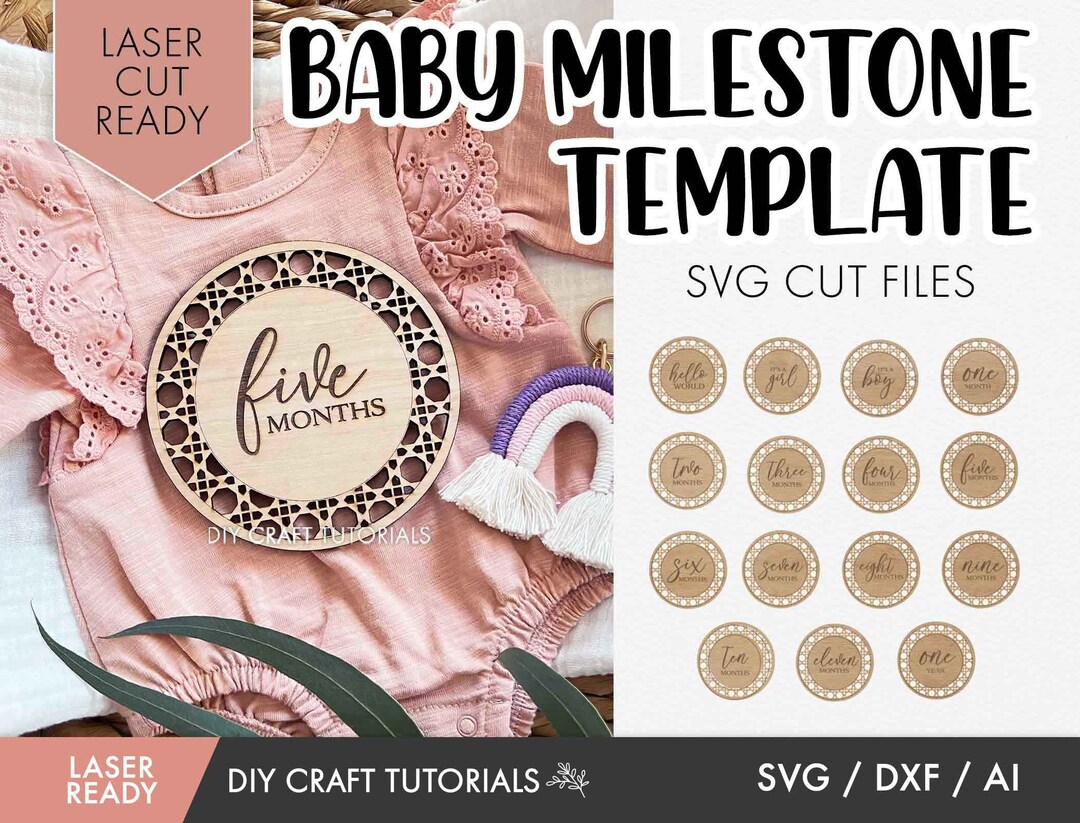 Baby Milestone SVG, Milestone Discs Svg, Rattan Milestone Svg, Laser ...