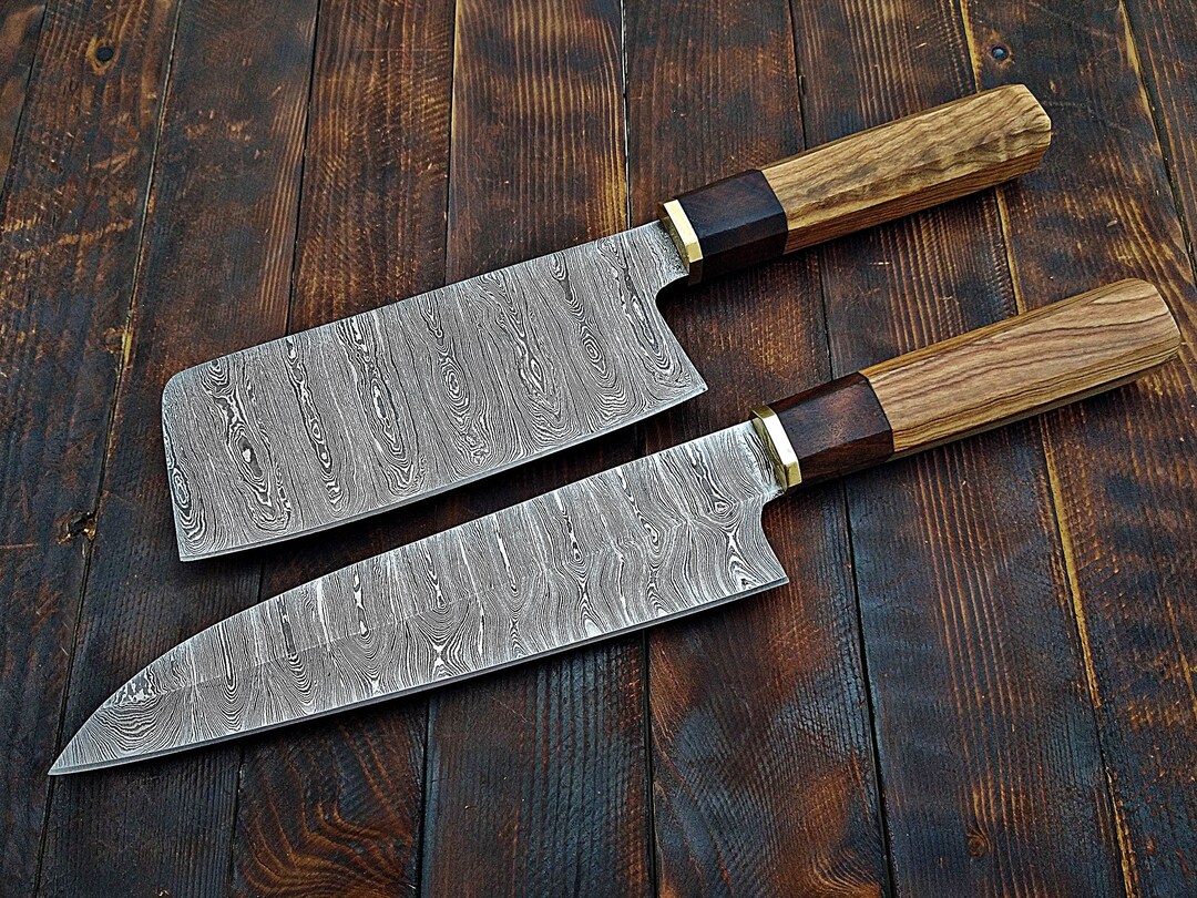 Chef Knife Custom Made Hand Forged Damascus Steel Kitchen Knife Set of ...
