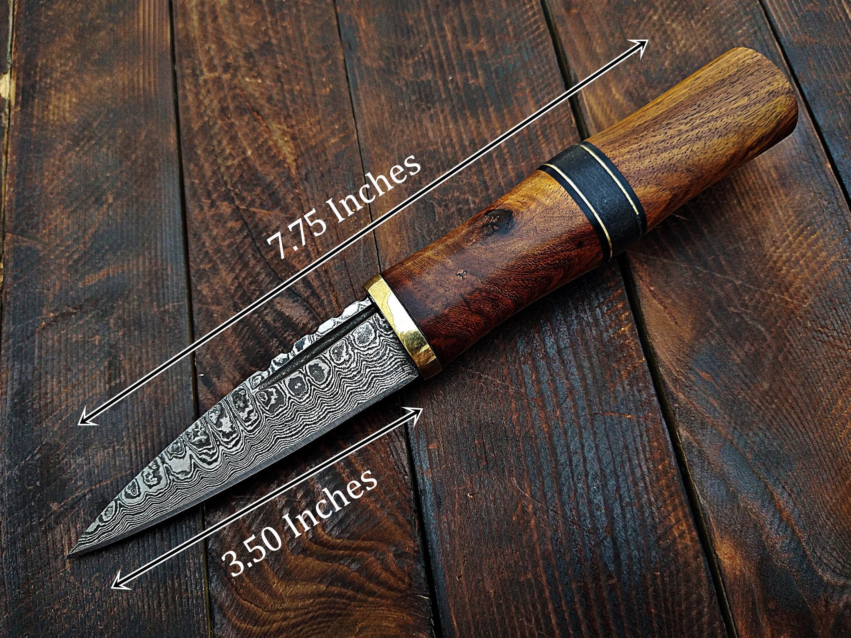 Hunting Knife Custom Made Hand Forged Damascus Steel Sgian Dubh ...