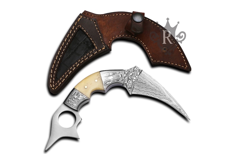 Hunting Knife Custom Made Hand Forged Damascus Steel Karambit Knife ...