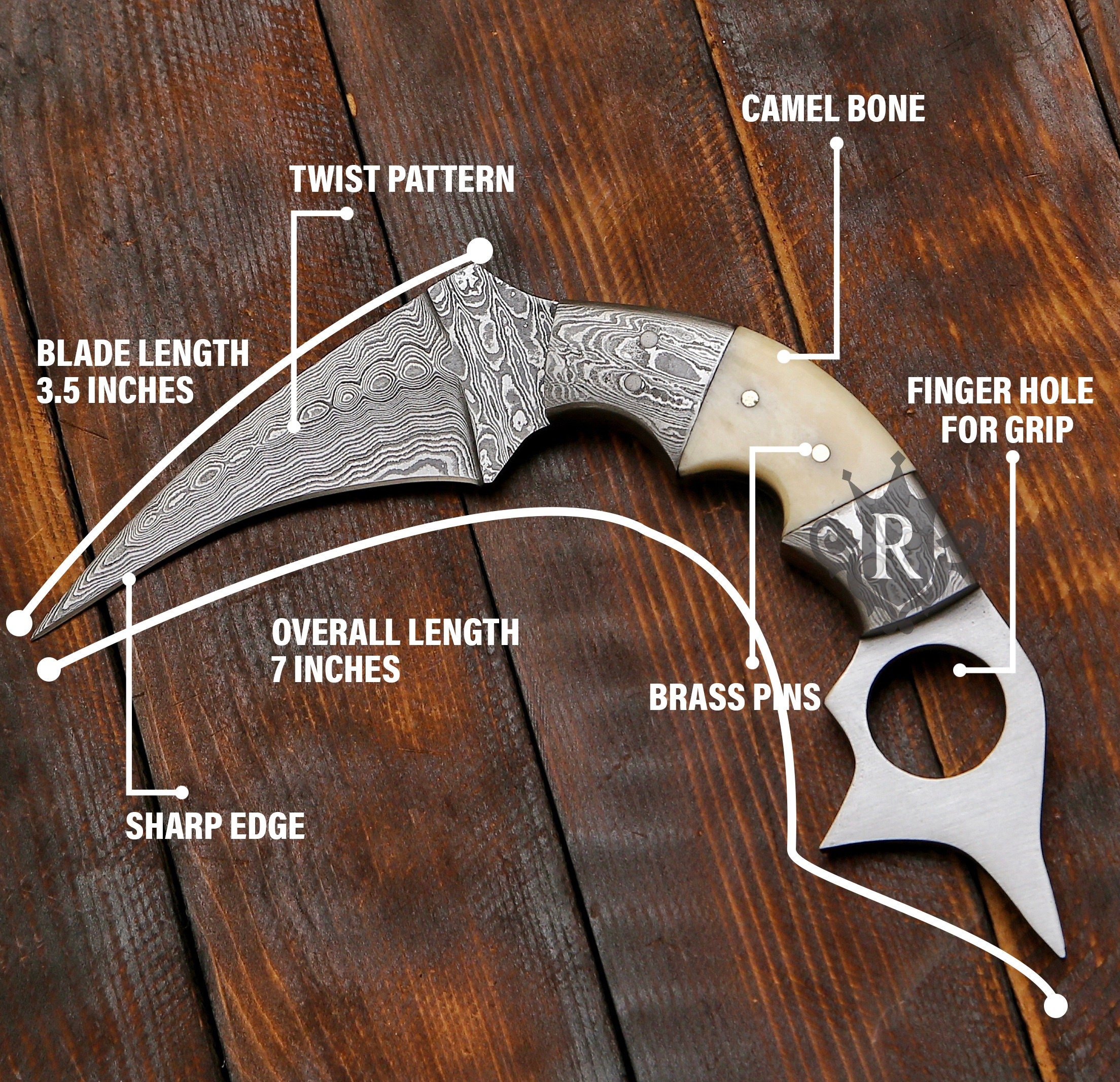 Hunting Knife Custom Made Hand Forged Damascus Steel Karambit Knife ...
