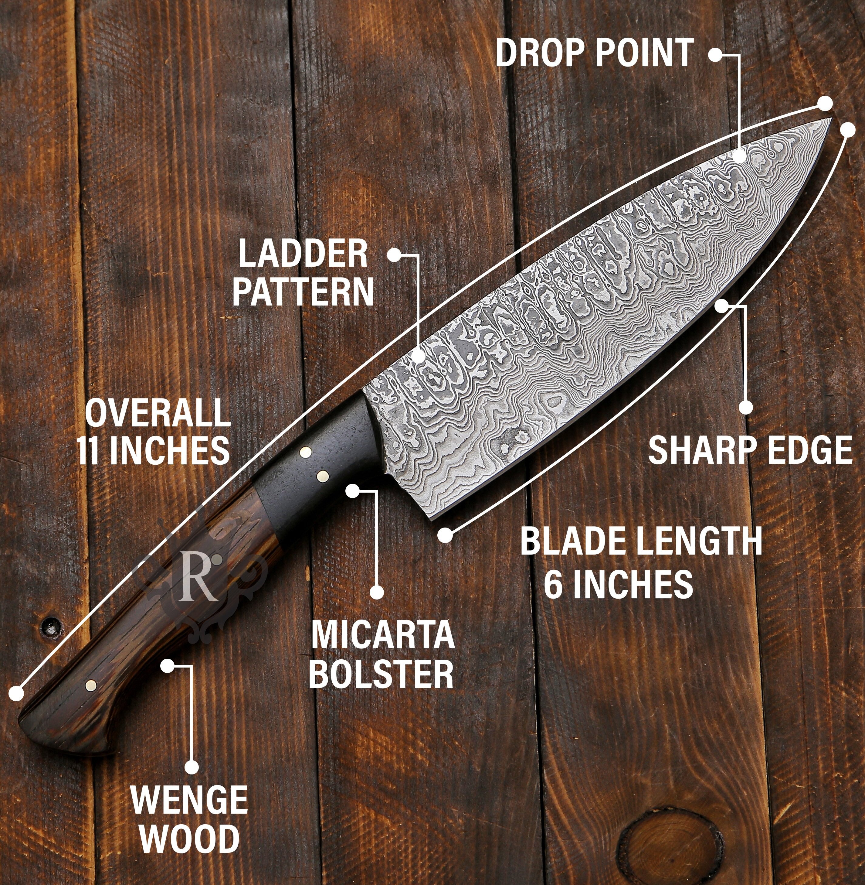 Chef Knife Custom Made Hand Forged Damascus Steel Kitchen Knife RK 8a ...