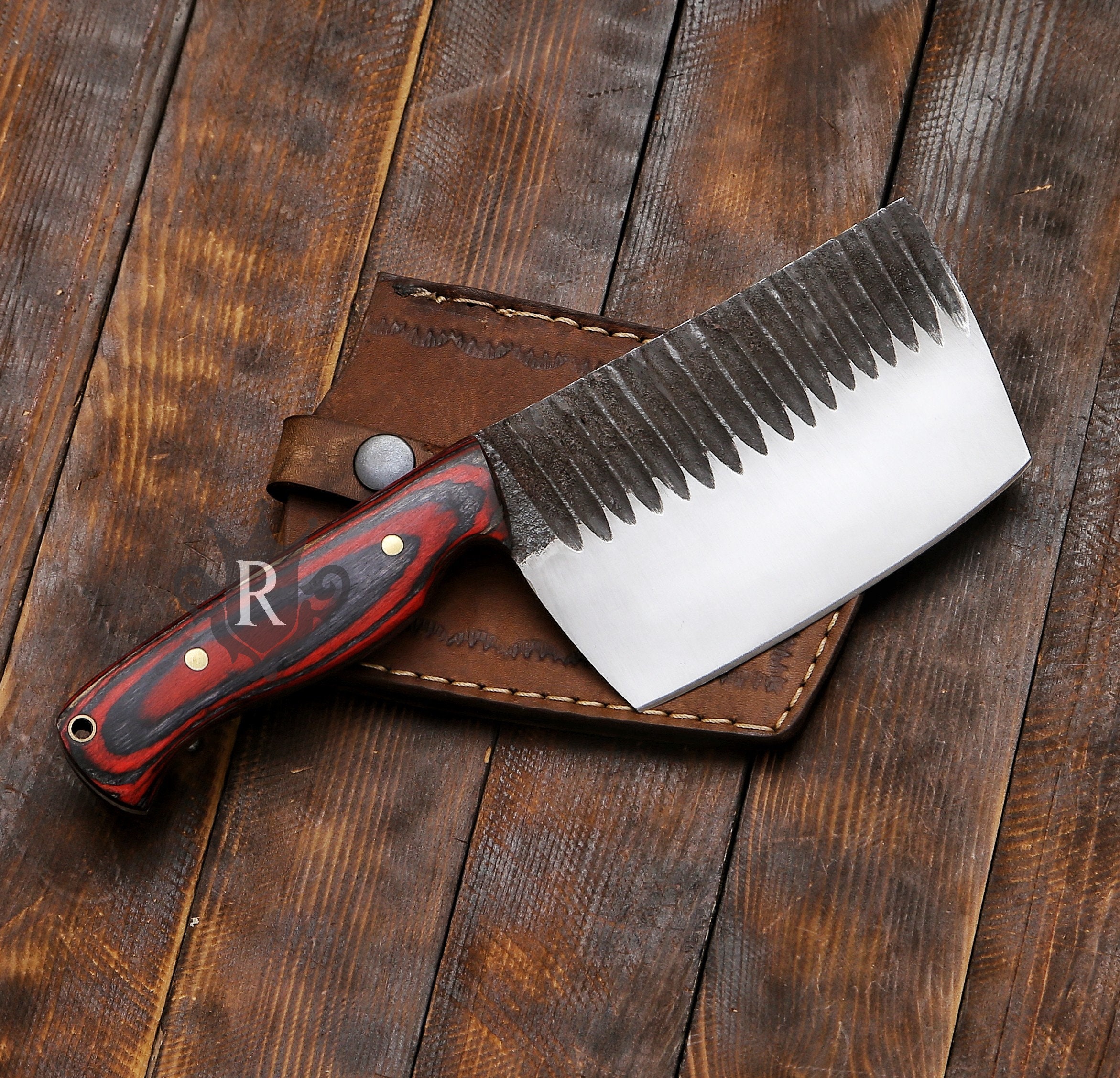 Custom Made Meat Cleaver Hand Forged High Carbon Steel Kitchen Knife ...