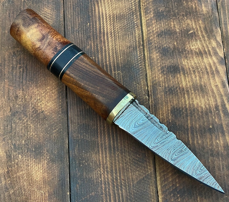 Hunting Knife Custom Made Hand Forged Damascus Steel Sgian Dubh ...