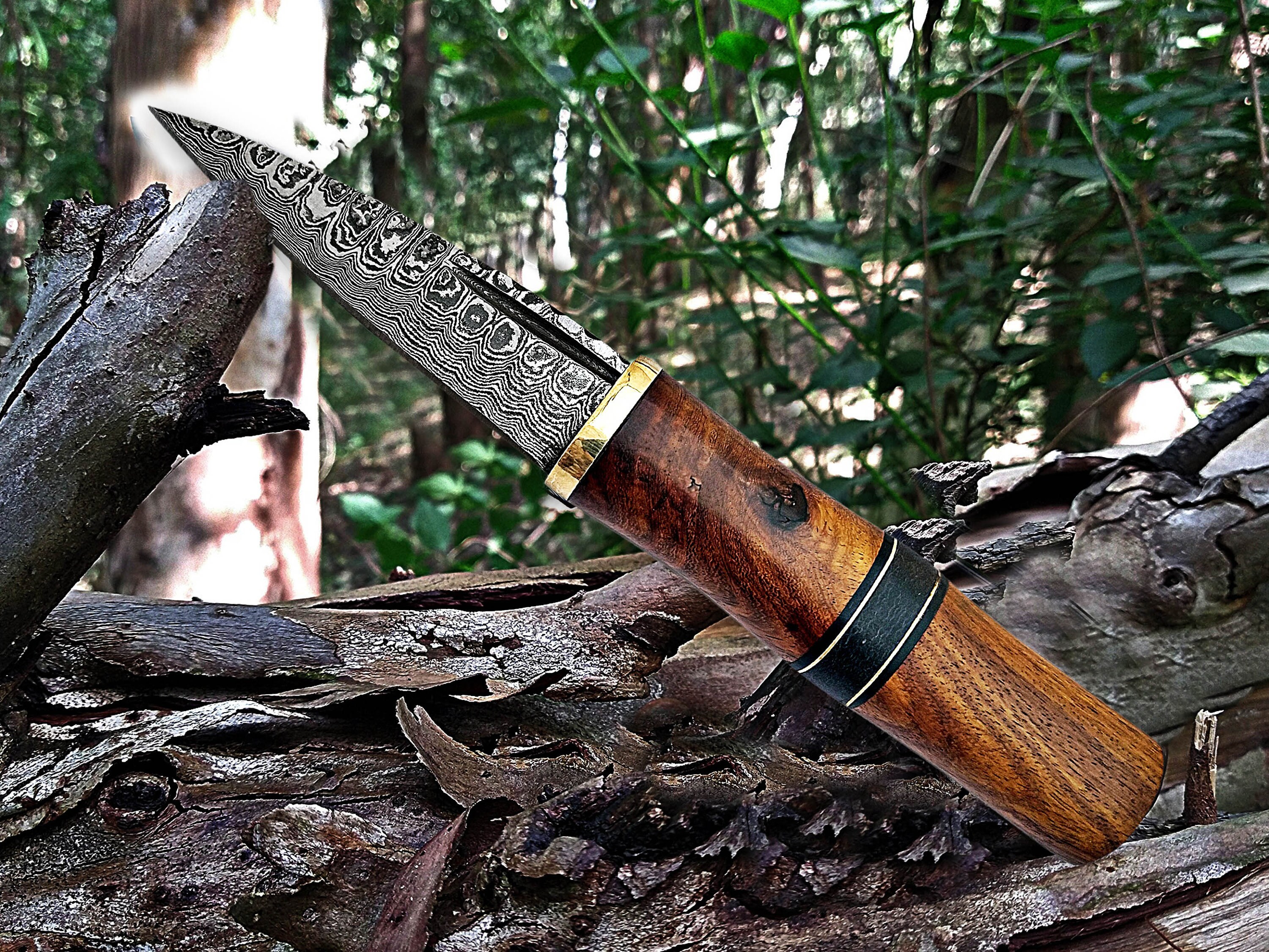 Hunting Knife Custom Made Hand Forged Damascus Steel Sgian Dubh ...