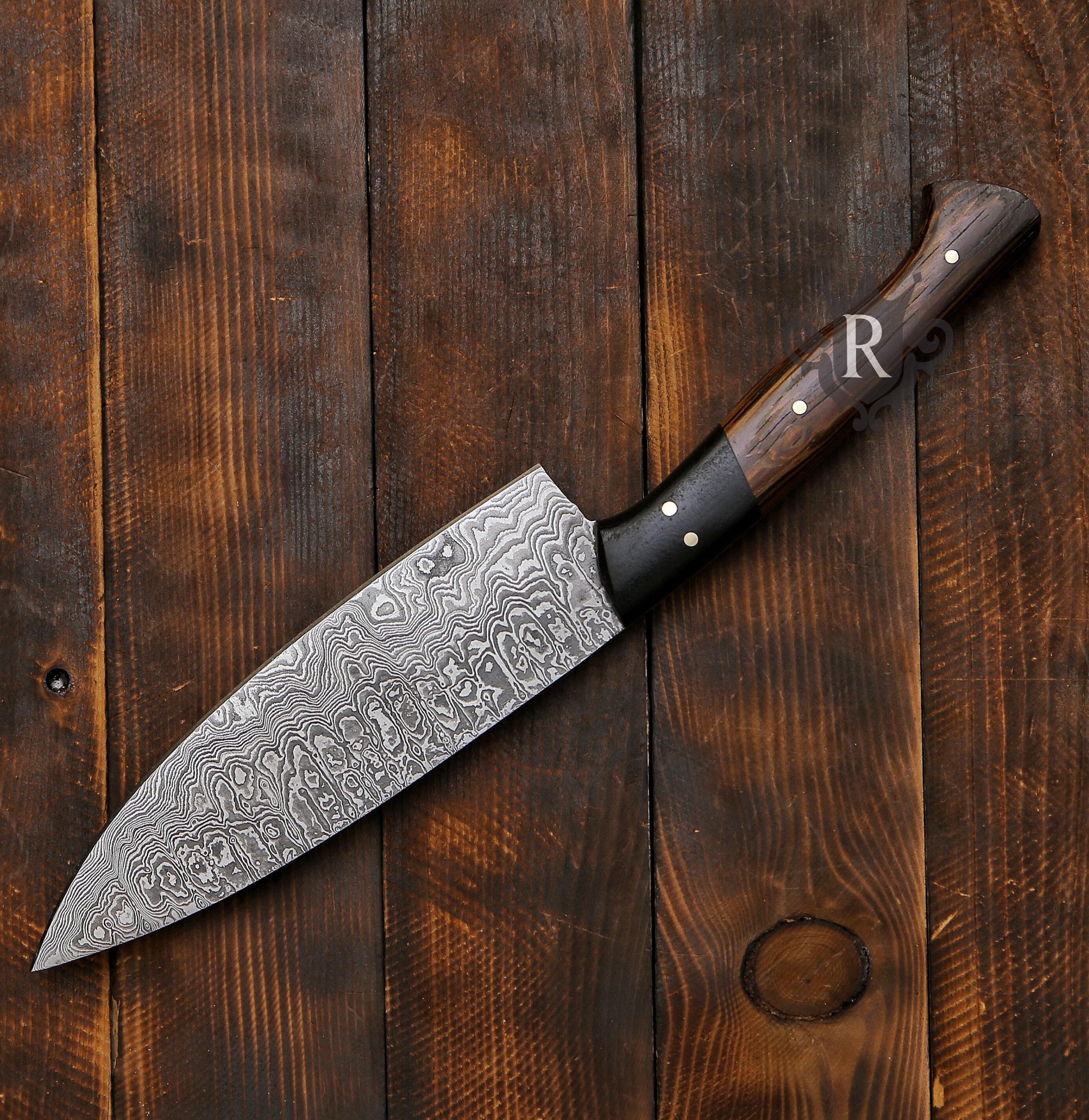 Chef Knife Custom Made Hand Forged Damascus Steel Kitchen Knife RK 8a ...