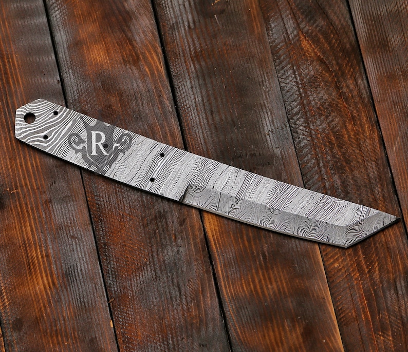 Tanto Knife Custom Made Hand Forged Damascus Steel Hunting Knife Blank ...