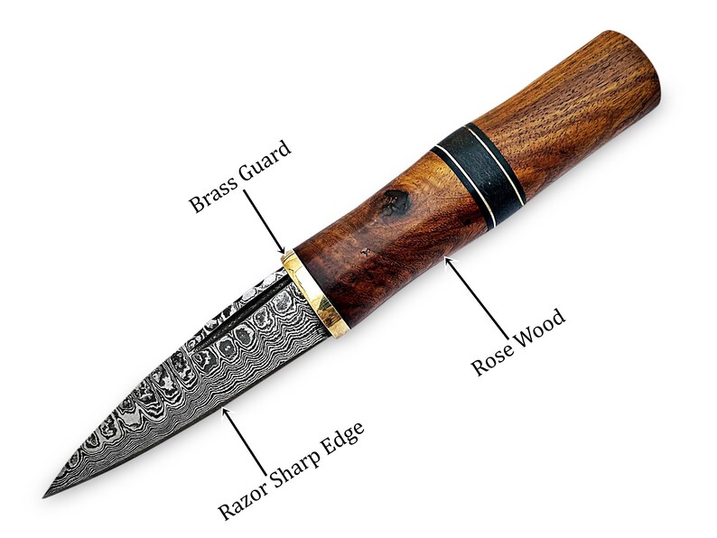 Hunting Knife Custom Made Hand Forged Damascus Steel Sgian Dubh ...