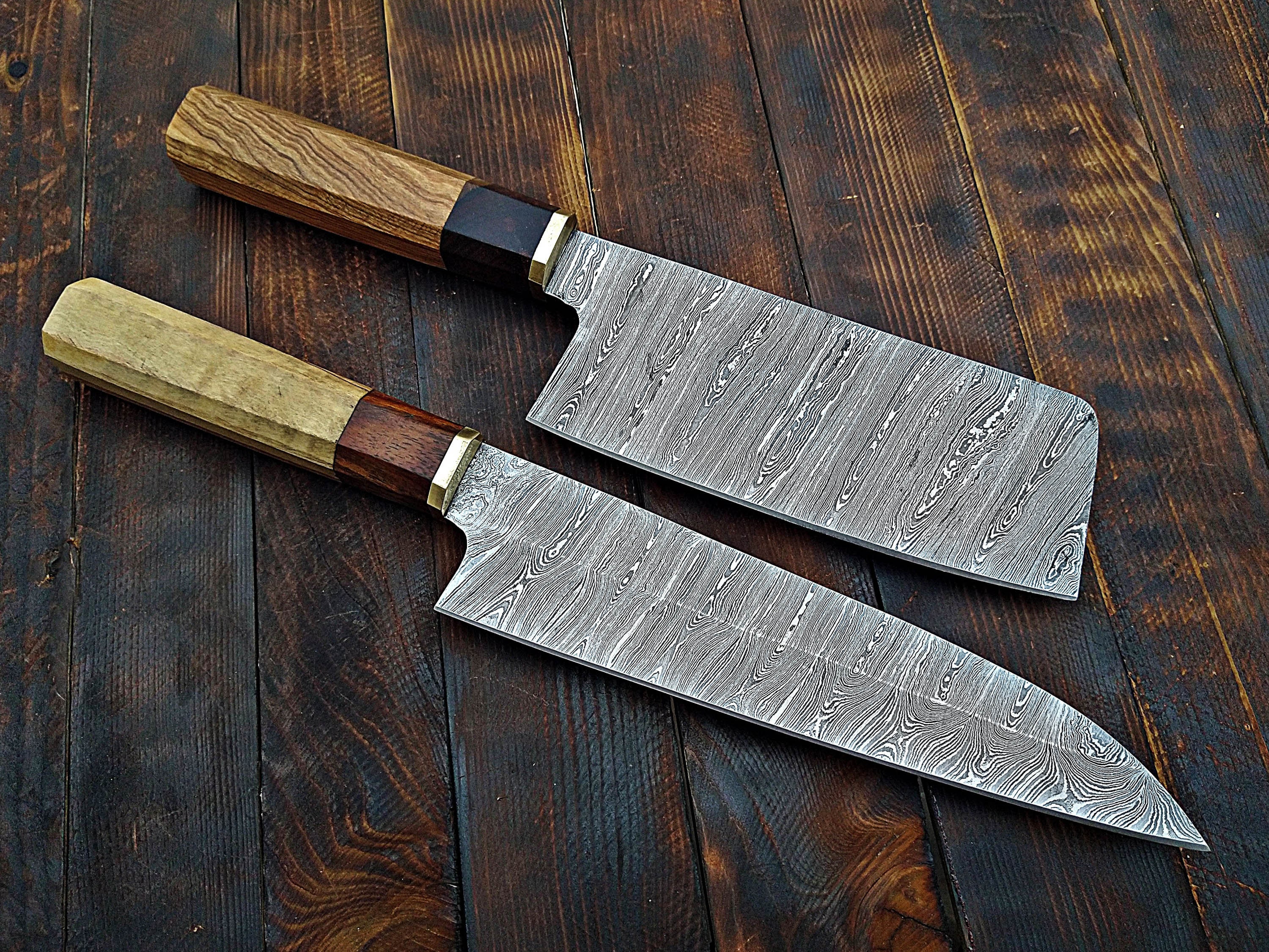 Chef Knife Custom Made Hand Forged Damascus Steel Kitchen Knife Set of ...