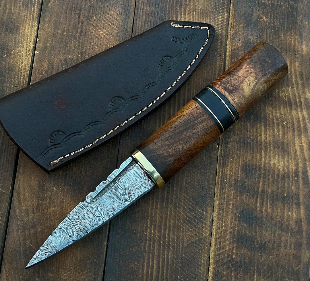 Hunting Knife Custom Made Hand Forged Damascus Steel Sgian Dubh ...