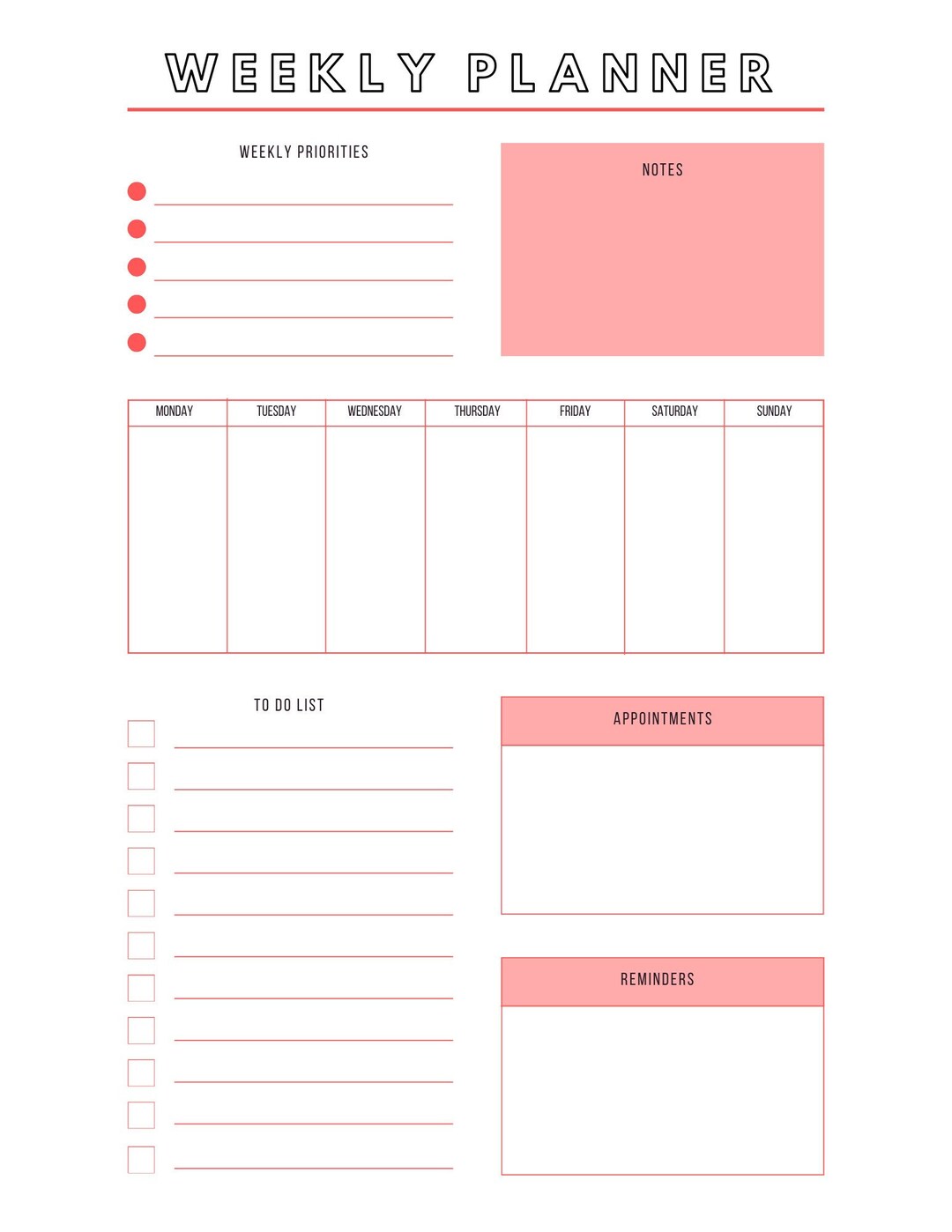 Weekly Planner Peach - Etsy