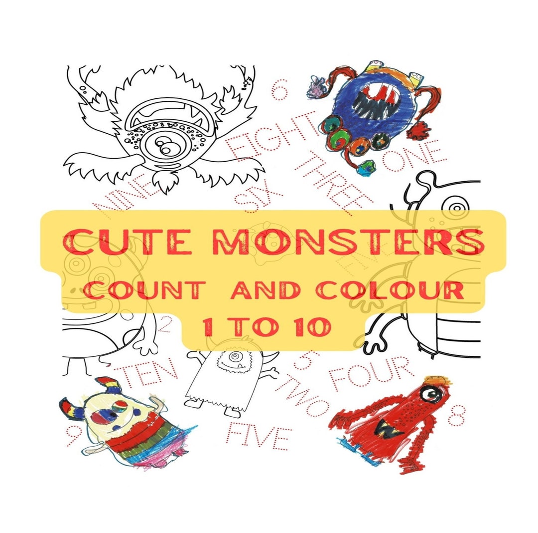 Cute Monsters Count and Colour 1 to 10 Book - Etsy