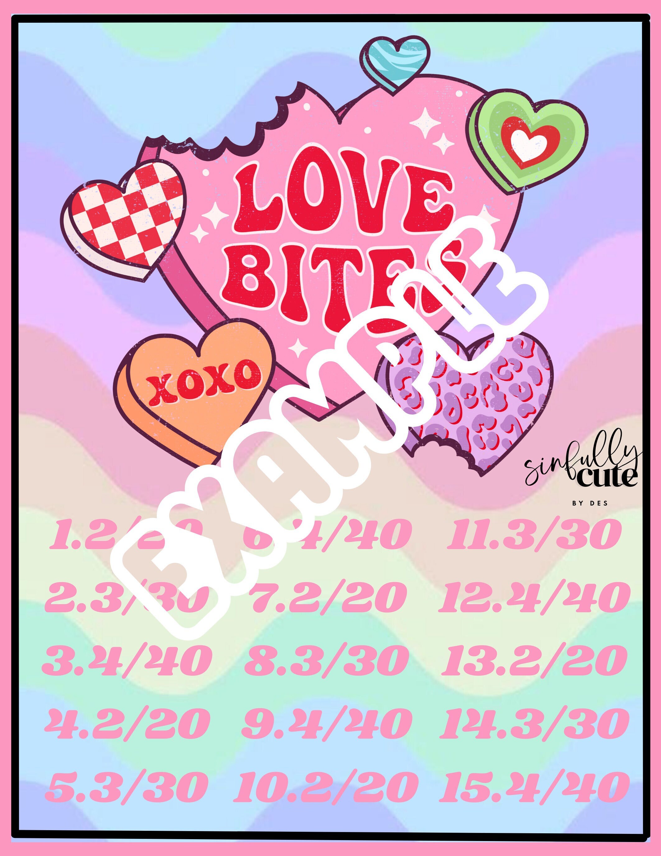 Love Bites Valentine PYP Bingo BNO Board - Etsy