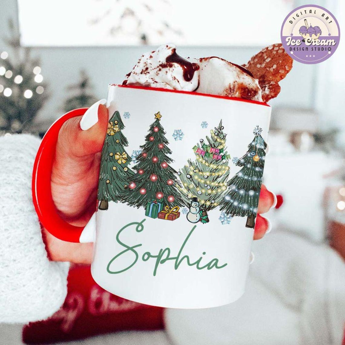 Personalized Christmas Mug, Christmas Tree Latte Coffee Cup, Holiday ...