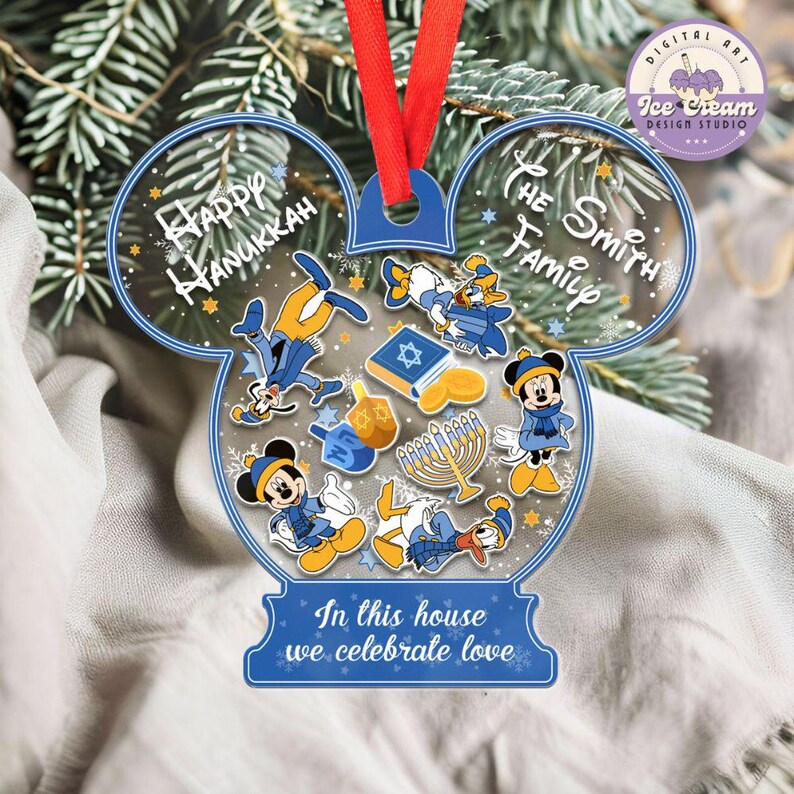 Personalized Mickey and Friends Disney Hanukkah Christmas Ornament ...