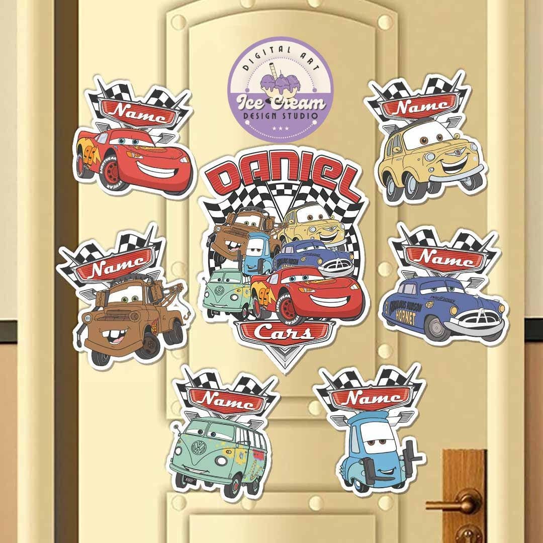 Personalized Disney Cars Magnet, Lightning Mcqueen Mater Doc Hudson ...
