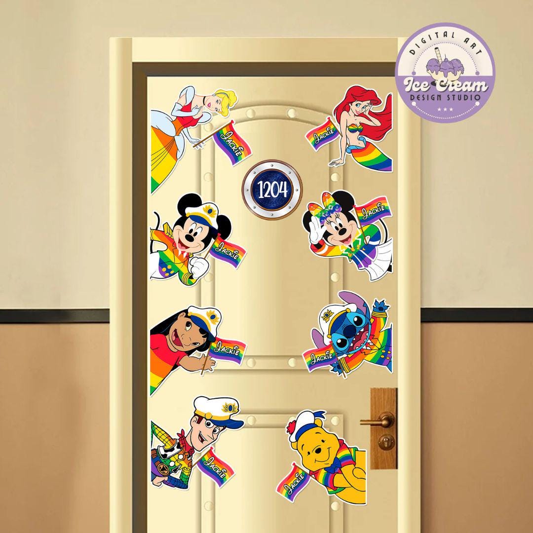 Personalized All Characters LGBT Disney Pride Cruise Magnet, Mickey and ...