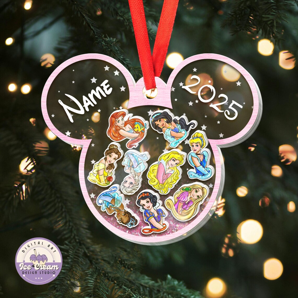 Personalized Disney Princess Shaker Ornament, Disney Christmas Ornament ...