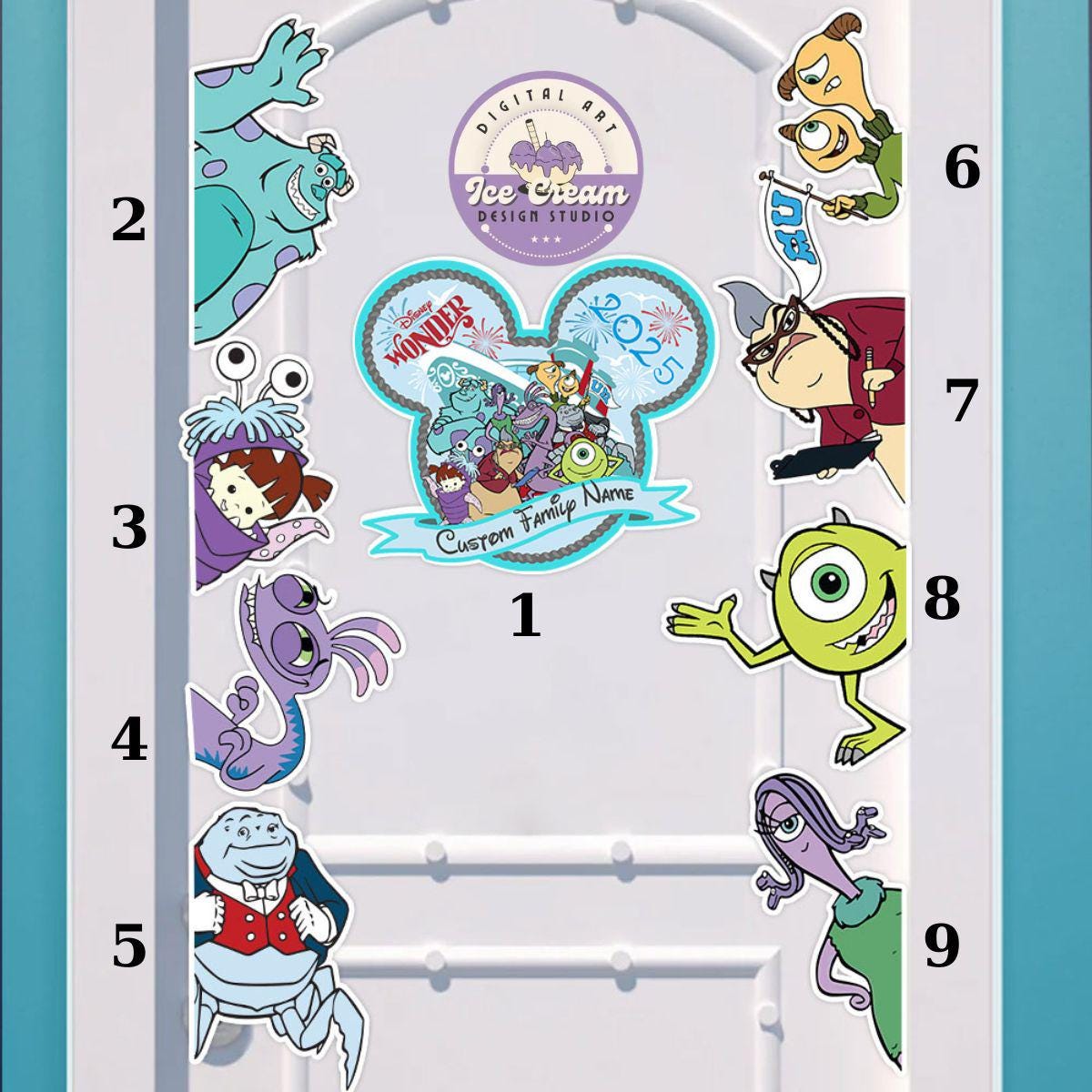 Personalized Monster Inc Characters Magnet, Disney Cruise Door Magnet ...