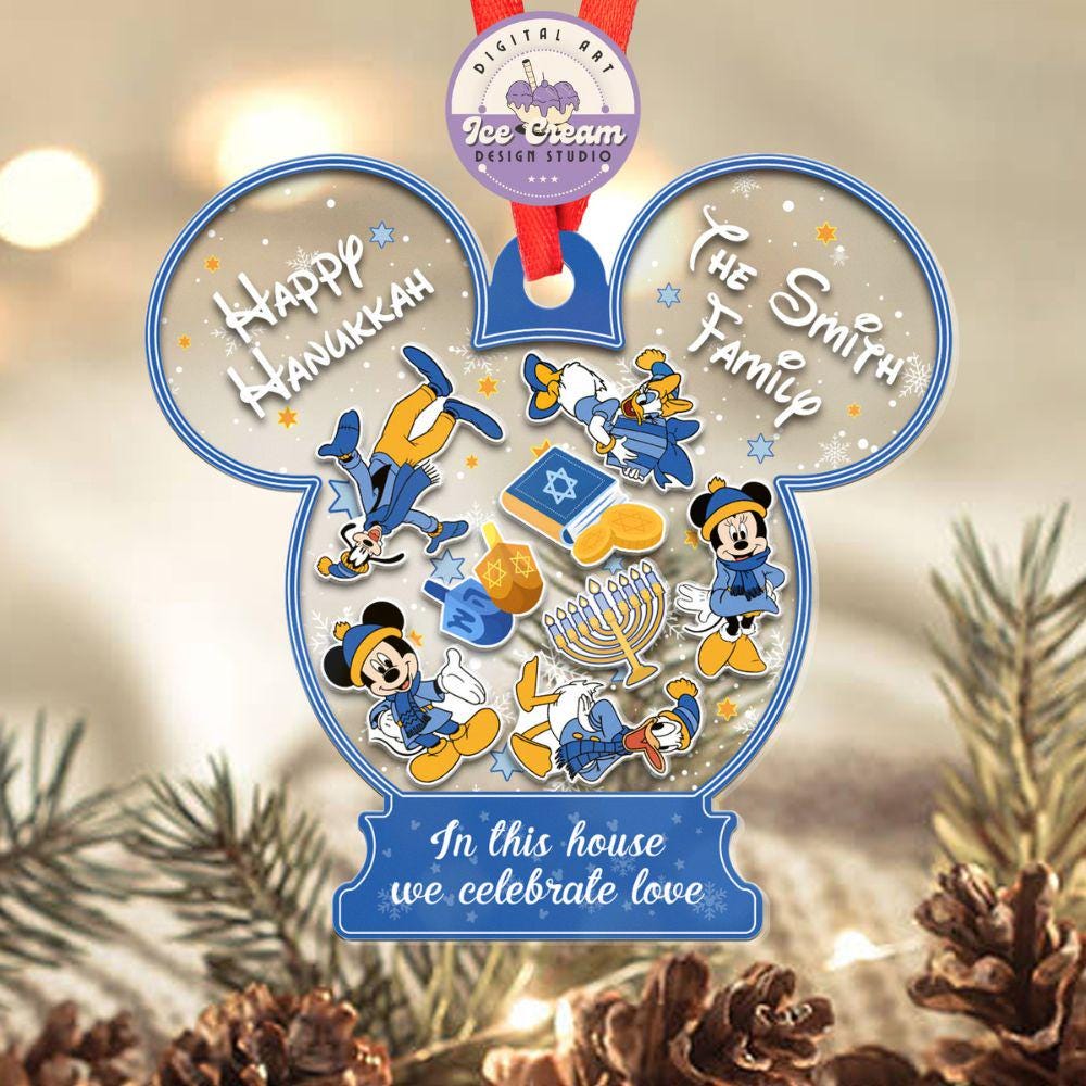 Personalized Mickey and Friends Disney Hanukkah Christmas Ornament ...
