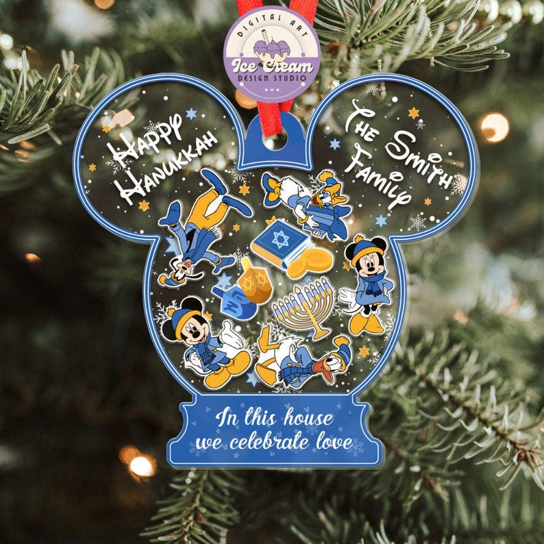 Personalized Mickey and Friends Disney Hanukkah Christmas Ornament ...