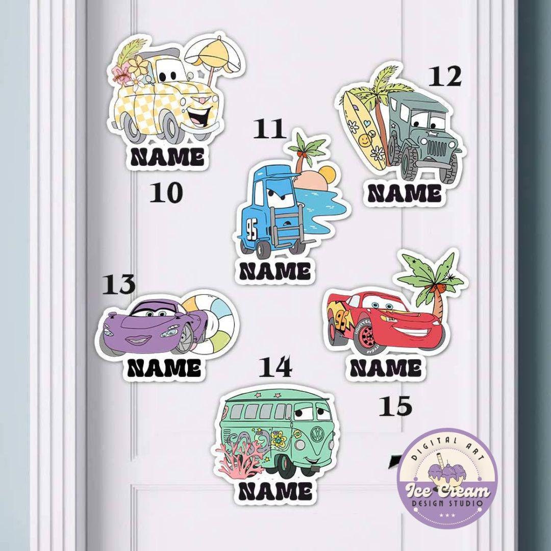 Personalized Disney Cars Magnet, Lightning Mcqueen Mater Doc Hudson ...