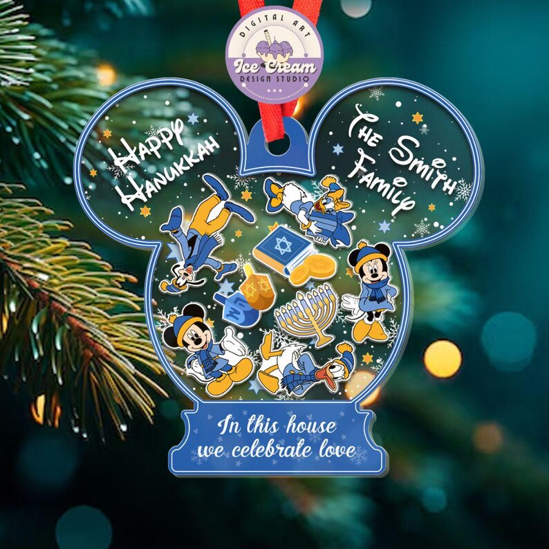 Personalized Mickey and Friends Disney Hanukkah Christmas Ornament ...